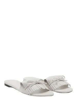 Mango Fringe Slide Sandal - White