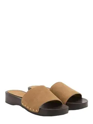 Mango Suede Slide Sandal - Sand