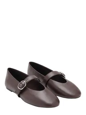 Mango Mary Jane Ballet Flat - Chocolate