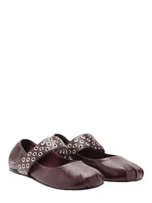 Mango Mary Jane Ballet Flat - Burgundy