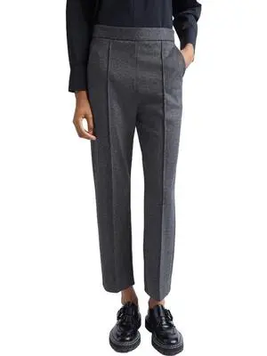 MM BY MAX MARA Orlanda Herringbone Tweed Pintuck Pleat Pants - Black