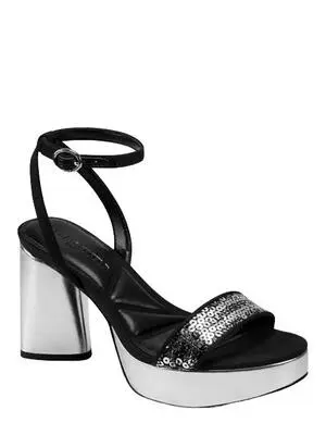 Karl Lagerfeld Paris Haden Ankle Strap Sandal - Silver/black