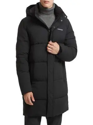 Guess Mid Length Hooded Puffer Coat - Jblack-black