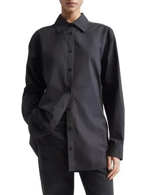 TOTÊME Classic Tumbled Cotton Button-up Shirt - Washed Black