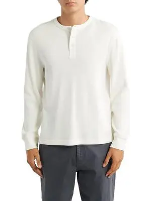 WAX LONDON Waffle Stitch Long Sleeve Henley - Ecru