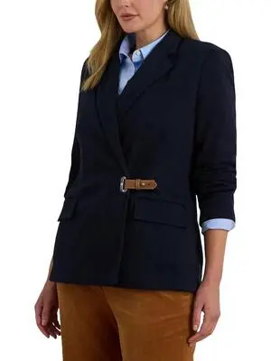 Ralph Lauren Herringbone Jacquard Buckle Blazer - Lauren Navy
