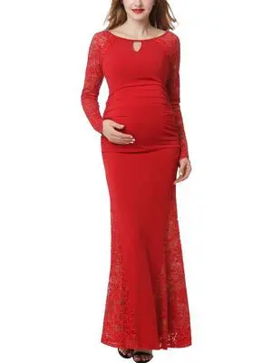 KIMI + KAI Bella Maternity Maxi Dress - Red
