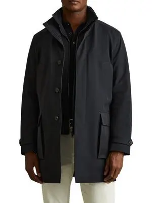 REISS Water-resistant Coat - Navy