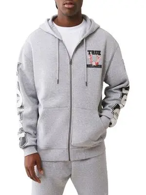 True Religion Horseshoe Patch Zip Hoodie Heather Grey