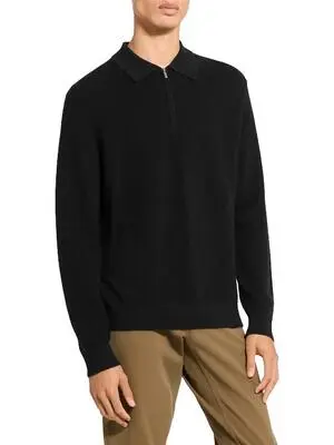 Theory Quarter Zip Cashmere Sweater - Black