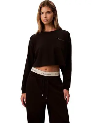 Calvin Klein Logo Cotton Jersey Cropped Tee - Black