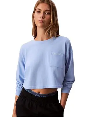Calvin Klein Logo Cotton Jersey Cropped Tee Frozen Fjord