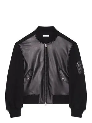 Givenchy Leather And Wool Cocoon Bomber Jacket - Black