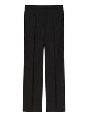Givenchy Straight Leg Tailored Trousers In Striped Wool - Black/grey