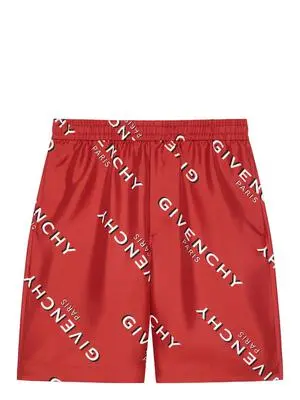 Givenchy Silk Twill Bermuda Shorts With Shadow Print - Red