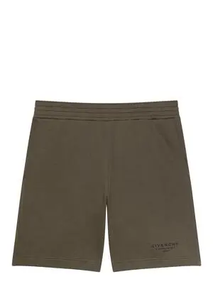 Givenchy Fleece Bermuda Shorts With Stamp Print - Khaki