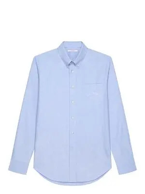 Givenchy Shirt In Cotton Oxford With Paris Embroidery - Baby Blue