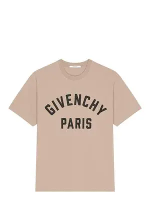 Givenchy T-shirt In Cotton With Paris Embroidery Beige/black