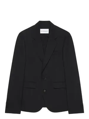 Givenchy Deconstructed Single Breasted Jacket In Flannel - Black