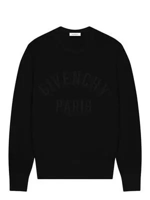 Givenchy Cotton Knit Sweater With Paris Embroidery - Black
