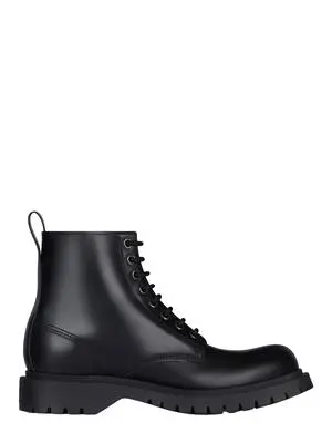Givenchy Brushed Leather Lace-up Boots - Black