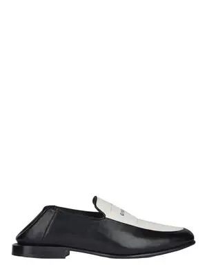 Givenchy Label Leather And Canvas Loafers - Black/natural
