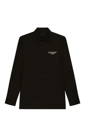 Givenchy Shirt In Cotton Poplin With Stamp Embroidery - Black