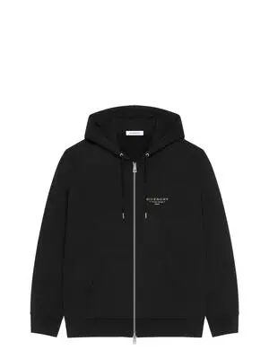 Givenchy Stamp Print Zipped Fleece Hoodie - Black