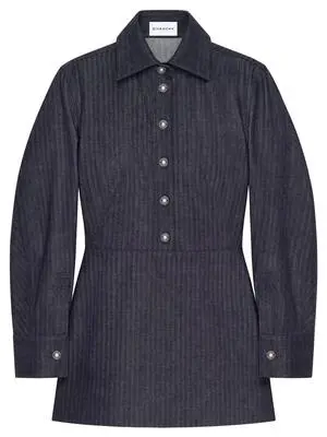 Givenchy Cocoon Mini Dress In Herringbone Denim - Dark Navy