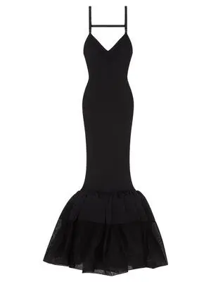 GIVENCHY Open Back Ruffled Dress In Fine Rib