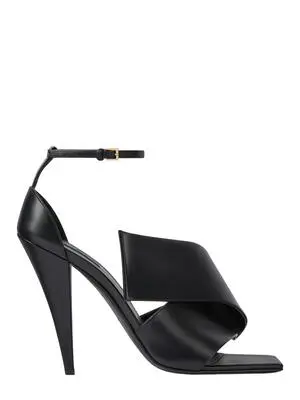 Givenchy Sliced Square Heeled Leather Sandals Black