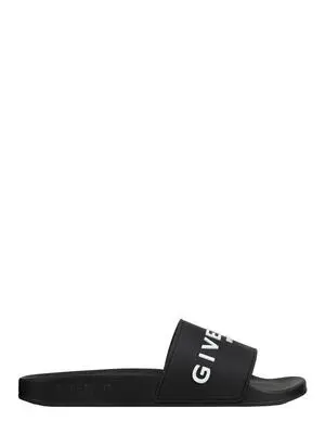 Givenchy Slide Flat Sandals In Rubber - Black