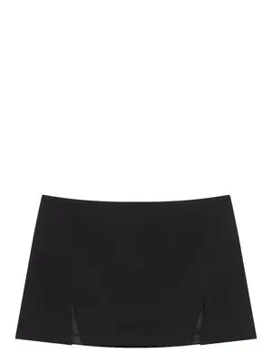 Givenchy Sliced Mini Skirt In Grain De Poudre Wool - Black