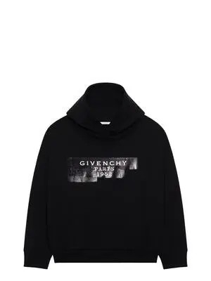 Givenchy Fleece Hoodie With Tape Print - Black