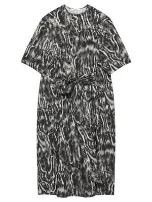 Givenchy Cocoon Dress In Cotton With Animal Print - Grey Mix