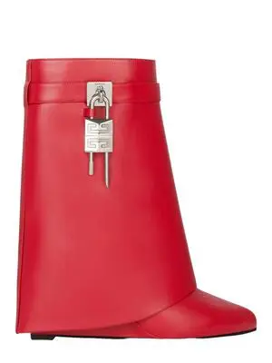 Givenchy Shark Lock Leather Ankle Boots - Red