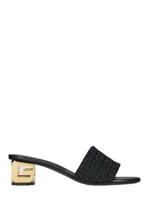 Givenchy G Cube Heeled Mules In 4g Canvas - Black