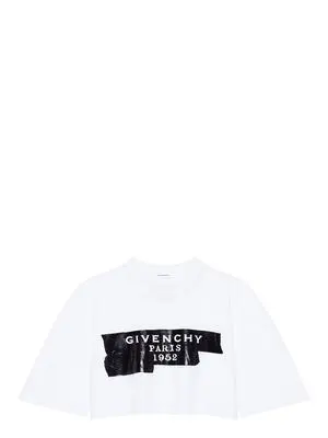 Givenchy Cropped Cotton T-shirt With Tape Print - White