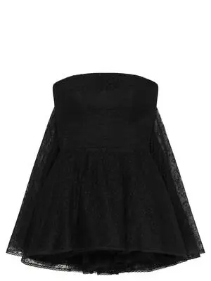 Givenchy Mini Bustier Lace Dress With Cape - Black