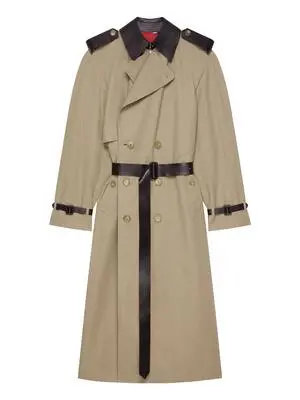 Givenchy Cotton Trench Coat With Leather Details - Beige