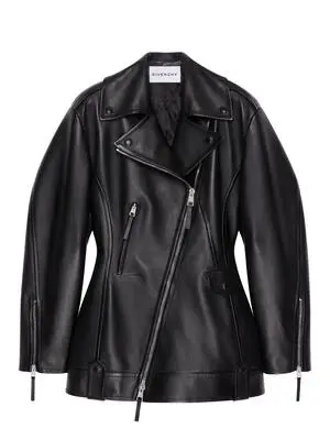 Givenchy Cinched Leather Biker Jacket - Black