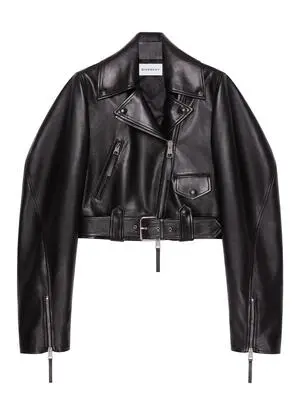 Givenchy Cropped Cocoon Biker Jacket - Black