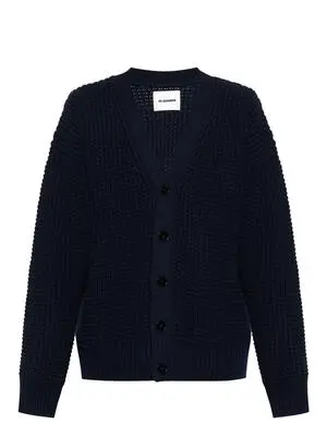 JIL SANDER Wool Cardigan - Navy Blue