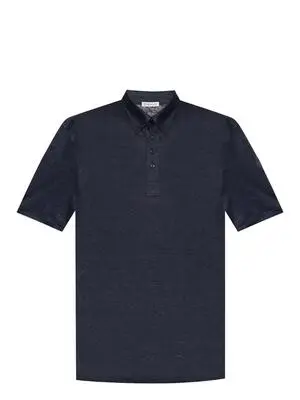 Moncler Linen Polo - Navy Blue