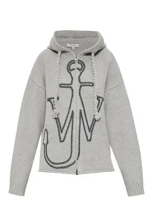 JW ANDERSON Wool Cardigan With Embroidered Anchor