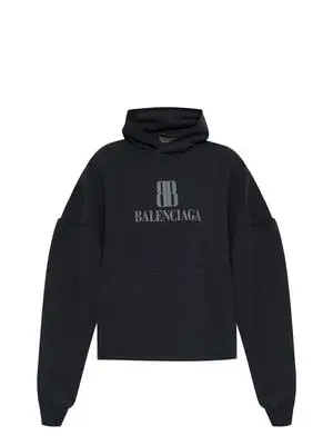 Balenciaga Oversized Logo Hoodie - Black
