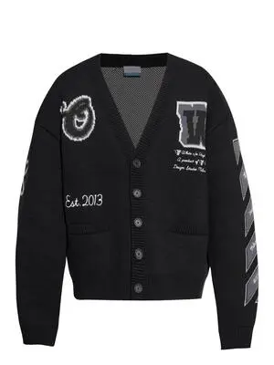Off-White Wool Cardigan With Logo - Black