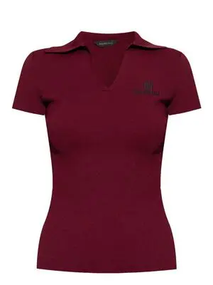 Balenciaga Polo With Embroidered Logo - Burgundy