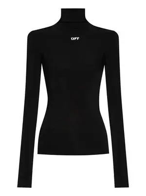 Off-White Turtleneck With Logo - Black