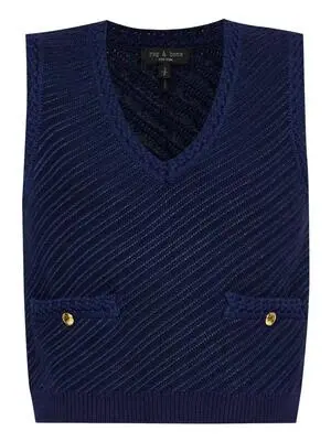 Rag & Bone Knit Vest With Pockets - Navy Blue